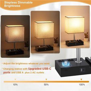 Accents | Fully Dimmable Nightstand Lamp For Bedroom With Usb C ...
